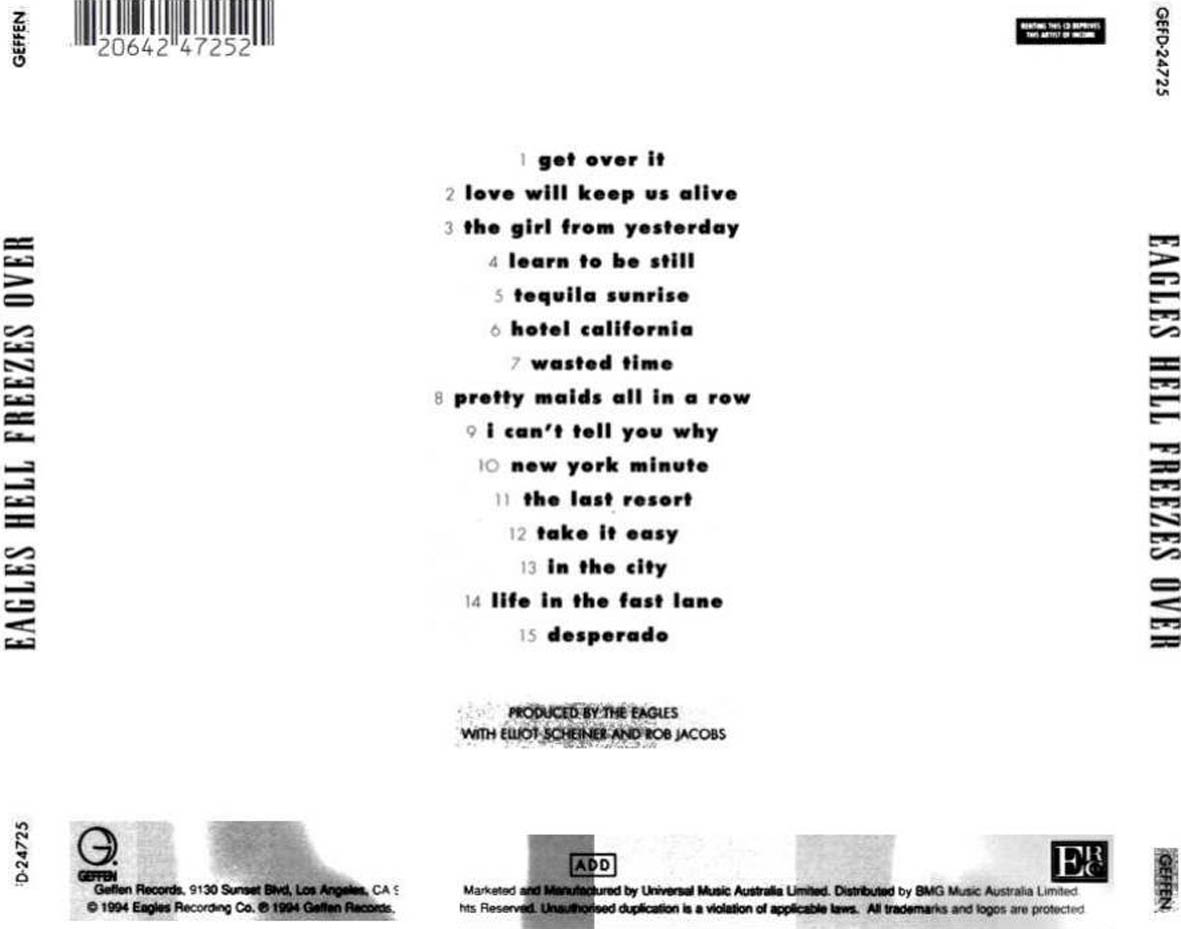 The Eagles Hell Freezes Over : Back | CD Covers | Cover Century | Over ...